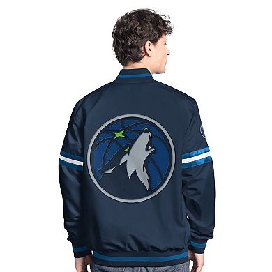 Men's Starter Navy/Blue Minnesota Timberwolves Scout Full Snap Varsity ...