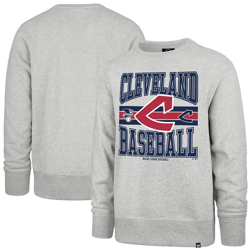 Men's '47 Gray Cleveland Guardians Letters Headline Pullover Sweatshirt