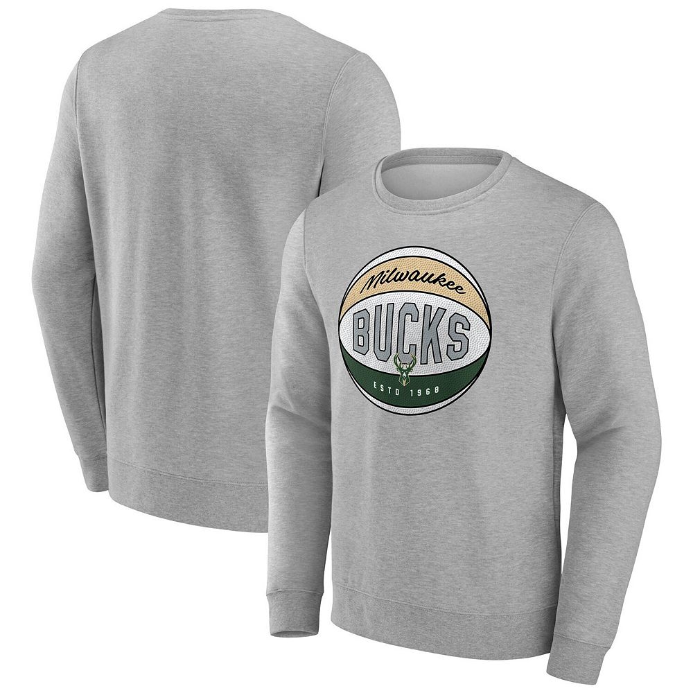 Men's Fanatics Gray Milwaukee Bucks True Classics Hard Color Fleece ...