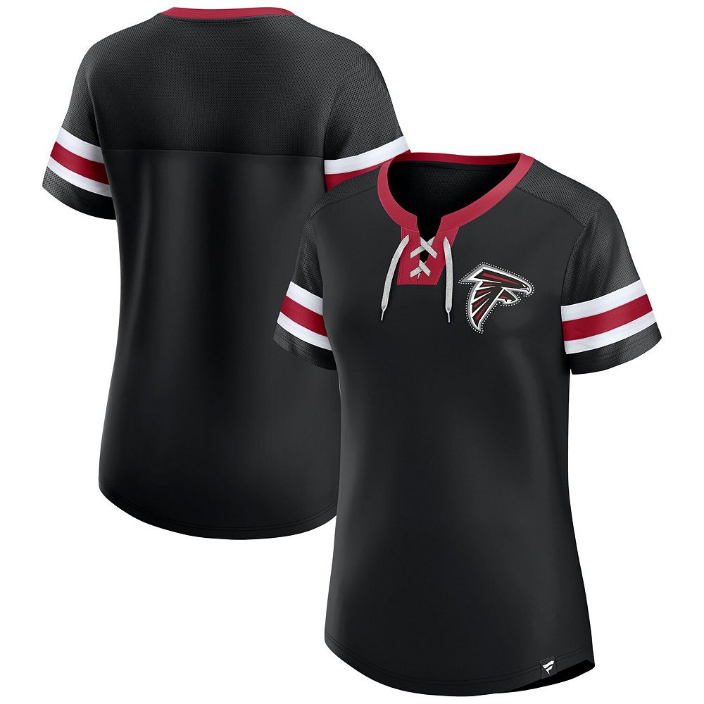 Women's Fanatics Black Atlanta Falcons Lace-Up Bling T-Shirt
