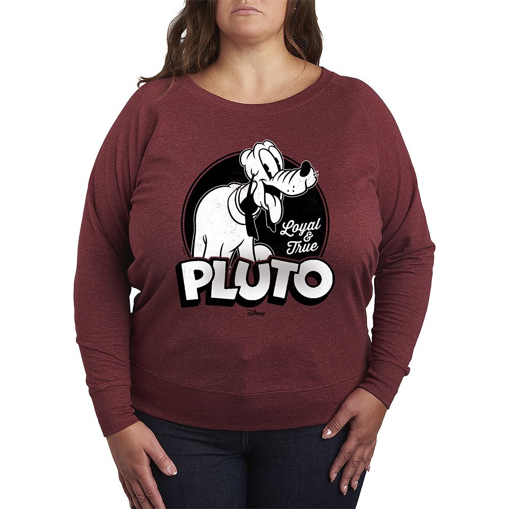 Disney's Pluto Plus Size Loyal & True French Terry Long Sleeve Tee