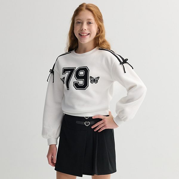 Girls Knit Works 2-Piece Long Sleeve Bow Detail Sweatshirt & Skirt Set