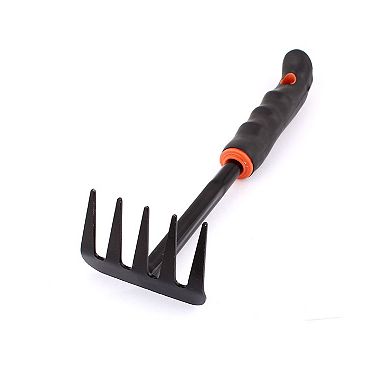 Plastic Coated Metal Head Handheld 5 Teeth Garden Rake Hand Tool Black