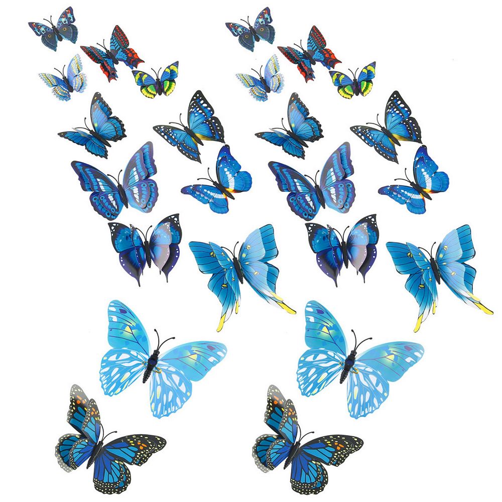 24pcs 3D Butterfly with Double Wings Sticker with Pin Removable Sticker ...