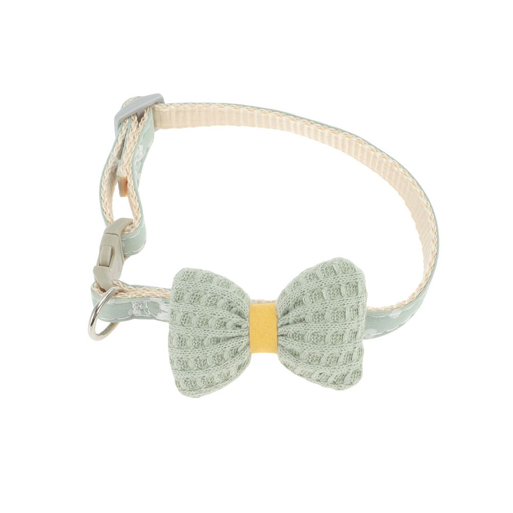Bow Pet Bell Collar Durable Dog Bell Collar for Dog Light Green 1 Pc