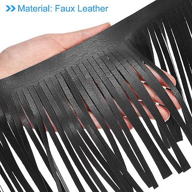 1 Yard 12 Inch PU Faux Leather Fringe Trim Double Side Leather Sewing ...