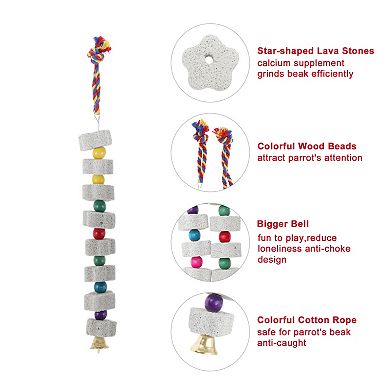 2 Pcs Bird Chewing Toys, Parrot Beak Grinding Calcium Stones with Bells ...