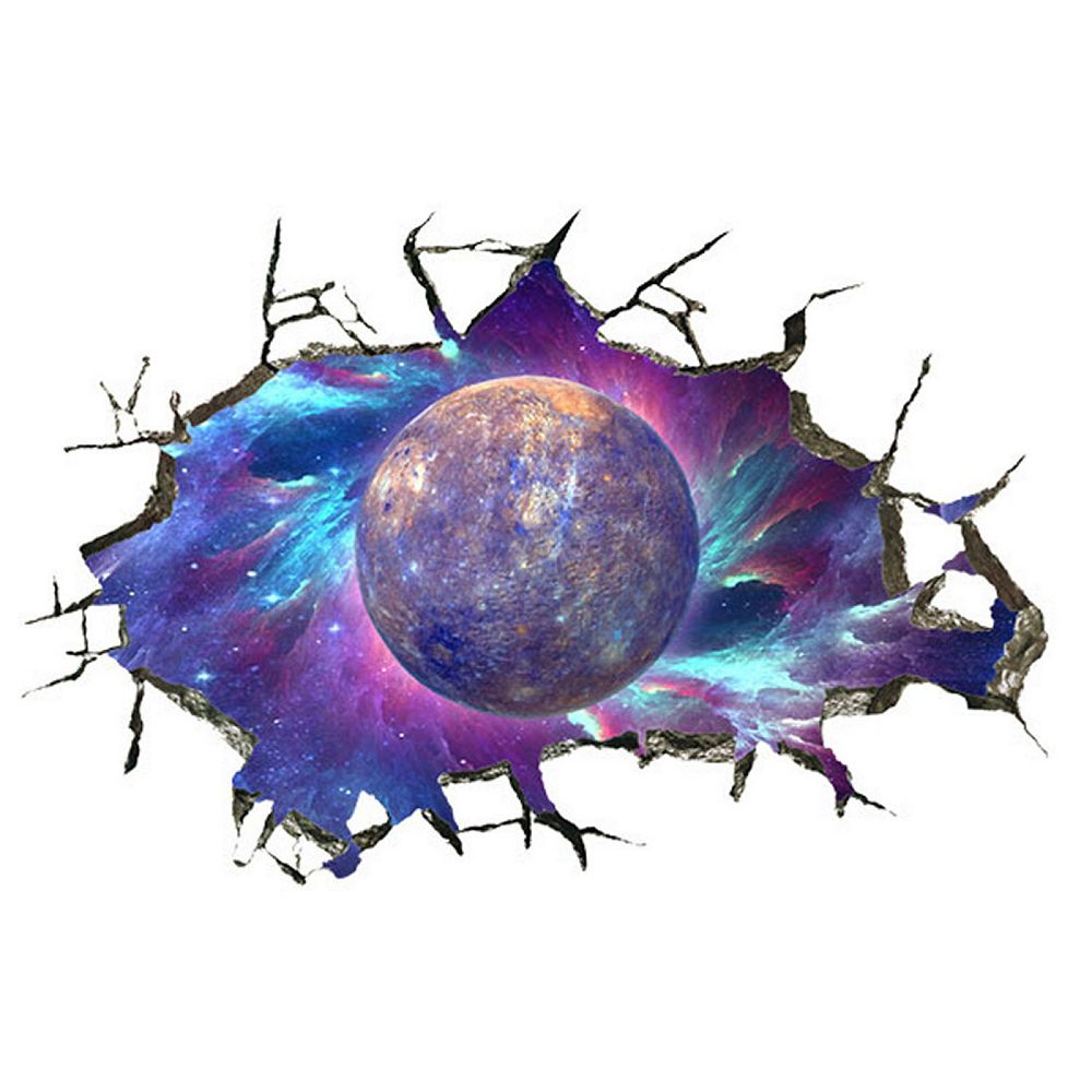 Mercury Planet 3D Wall Stickers Self Stick Murals Art Decals Removable ...