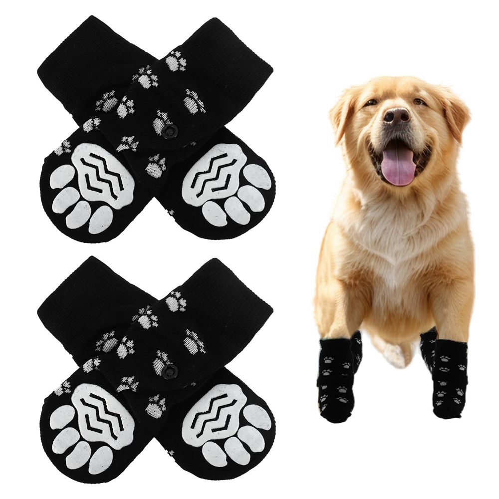 4 Pcs Non-Slip Dog Socks with Adjustable Sticky Tapes, Pet Socks for ...