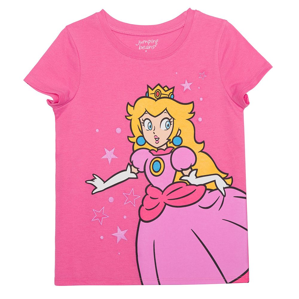 Girls 4-12 Jumping Beans® Super Mario Bros. Princess Peach Glittering ...