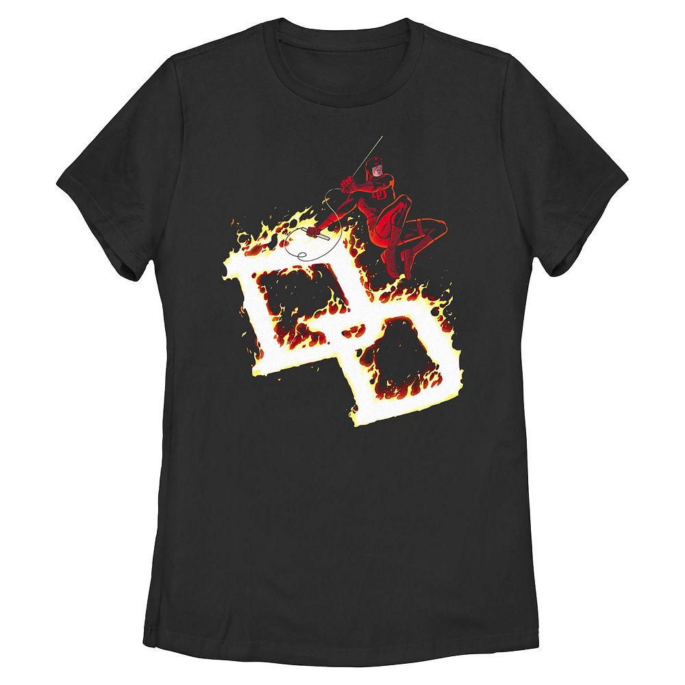 Juniors' Marvel Daredevil Fire Branding Graphic Tee