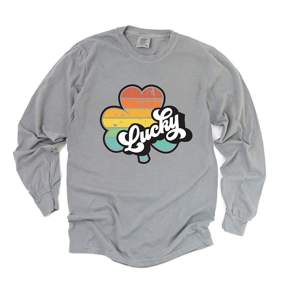 Retro Lucky Colorful Garment Dyed Long Sleeve Tees