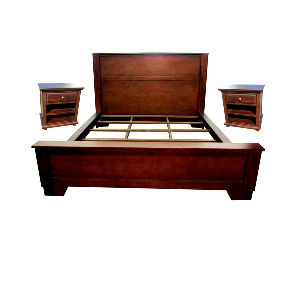 Java Bed (Queen size) and Nightstands, (set of 3 items)