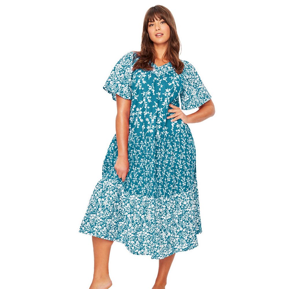Only Necessities Plus Size Tiered Print Lounger