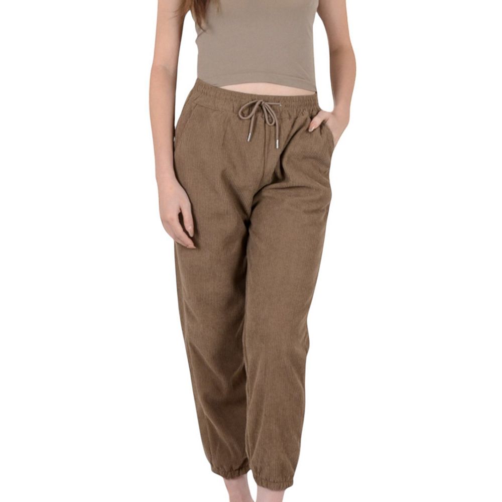 Women's High Waist Drawstring Pants with Elastic Cuffs and Side Pockets