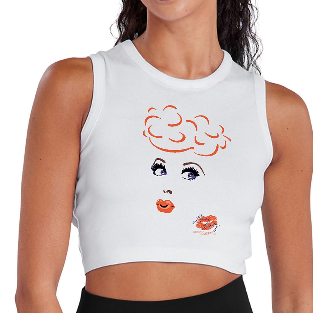 Juniors' I Love Lucy Glam Eyelashes Cropped Tank