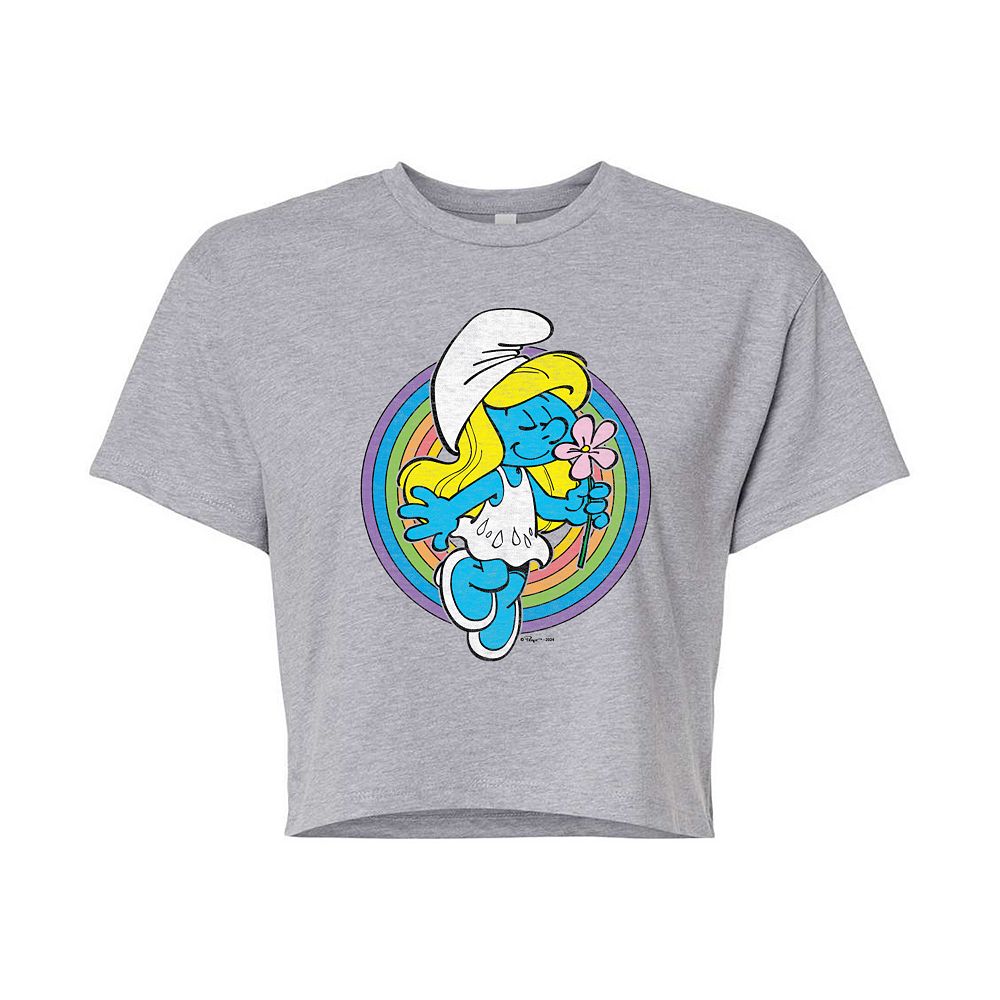 Juniors' Smurfs Smurfette Rainbow Cropped Tee