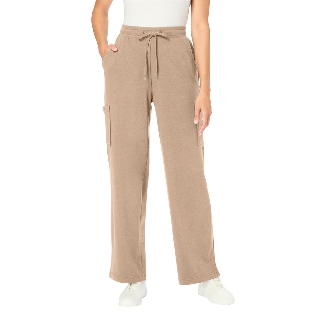 Woman Within Plus Size Tall Knit Pull-On Drawstring Cargo Pants