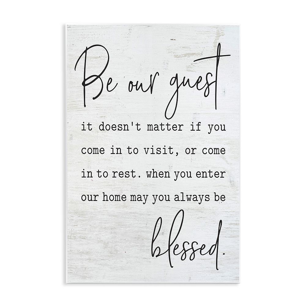 Stupell Home Decor Be Our Guest Family Welcome Plaque Wall Art
