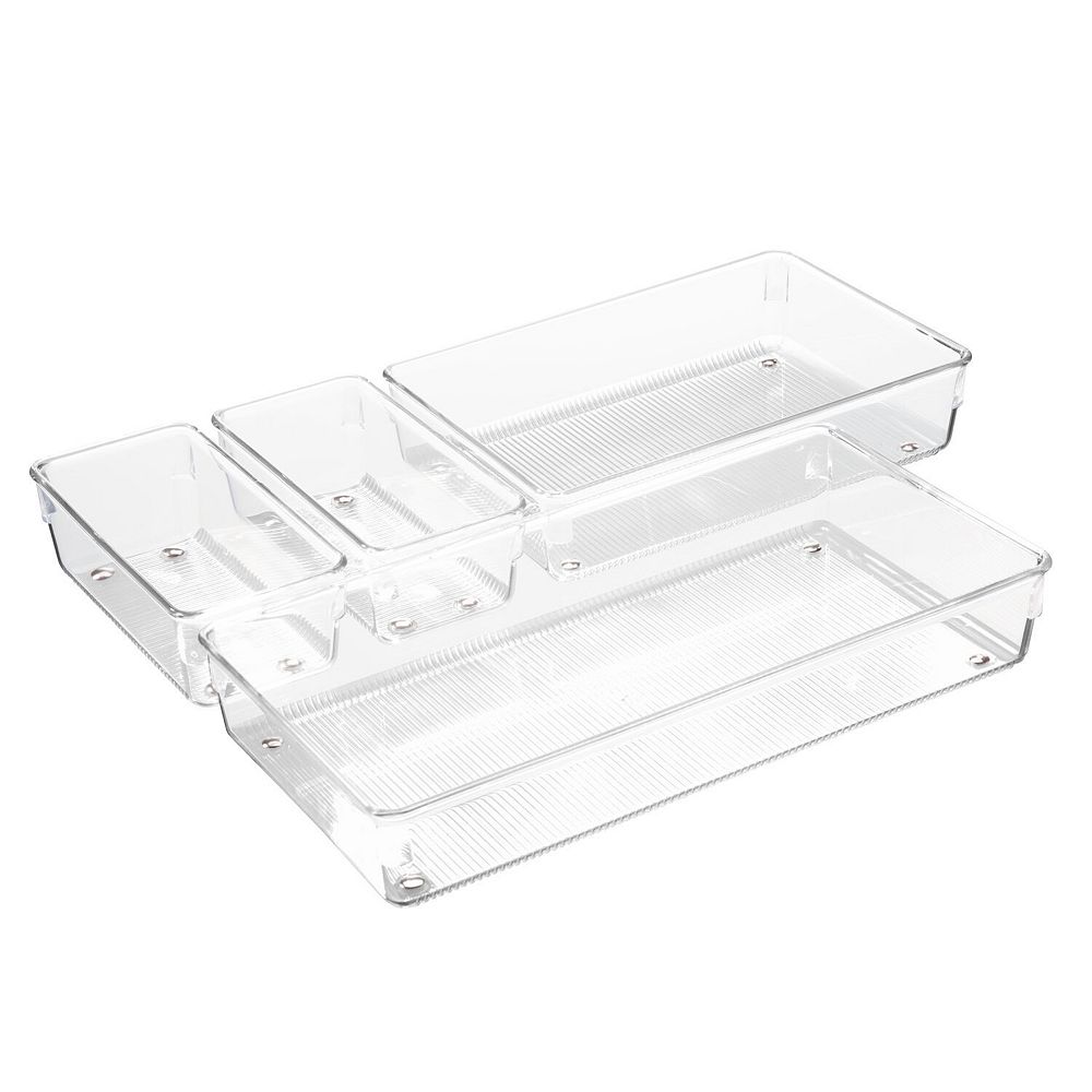 iDesign Linus Collection 4-Piece Plastic Kitchen Drawer Organizer Set