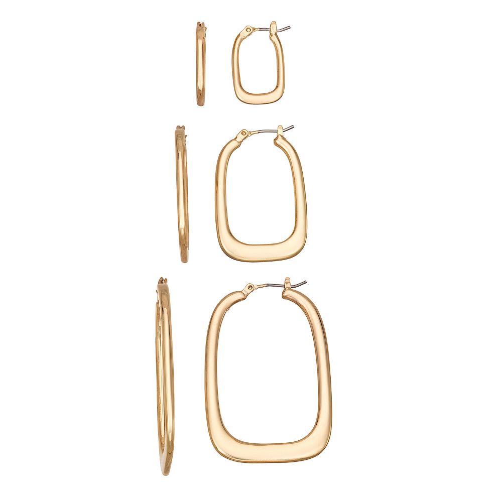 Nine West 3-Pair Gold Tone Hoop Earring Set