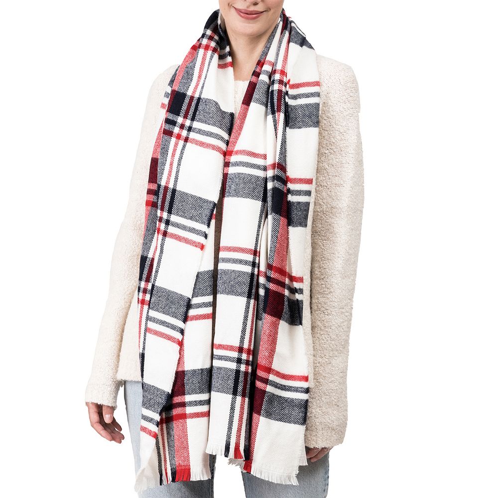 Glitzhome 70.87"L Red, White and Navy Scarf with Fringes,280g