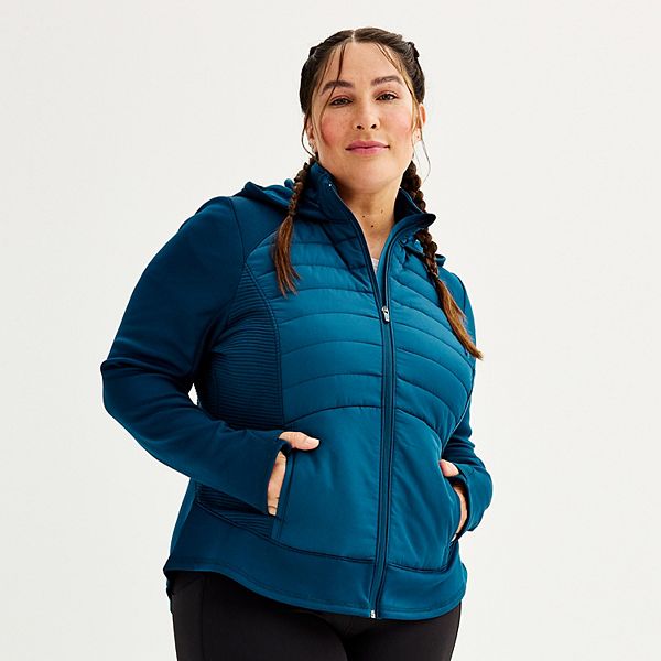Plus Size Tek Gear® Hooded Mixed-Media Jacket