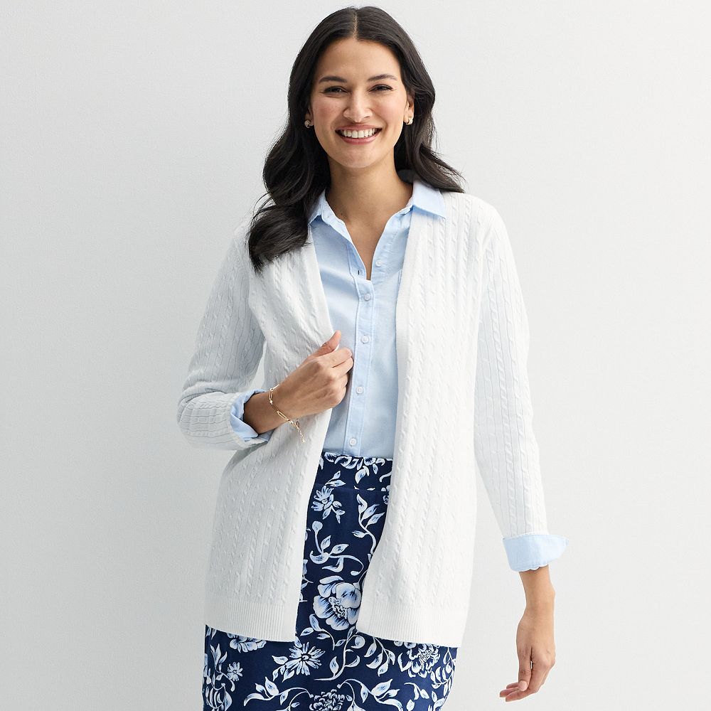 Women's Croft & Barrow® Cabled Open-Front Cardigan