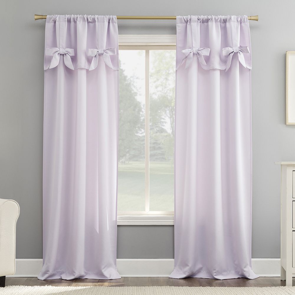 Sun Zero Emma Generation Bow Valance Semi-Sheer Rod Pocket Curtain Panel