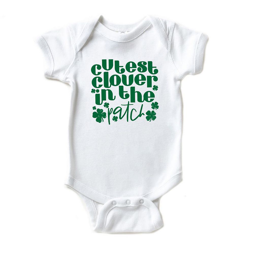 The Juniper Shop Cutest Clover In The Patch Baby Short Sleeve Bodysuit