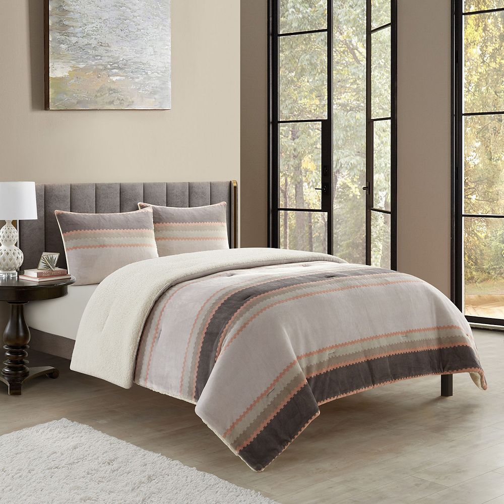 Nanshing Briar 3-pc. Striped Sherpa Comforter Set