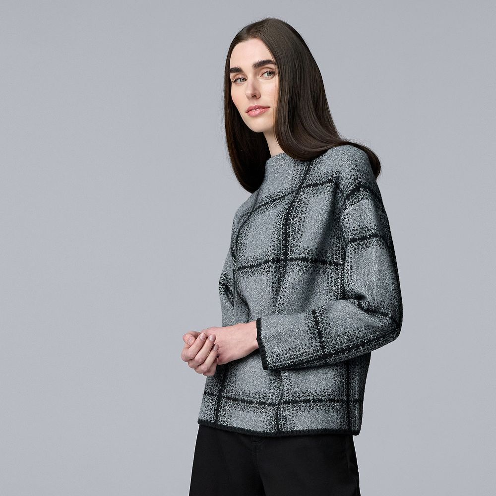 Petite Simply Vera Vera Wang Mock Neck Intarsia Sweater