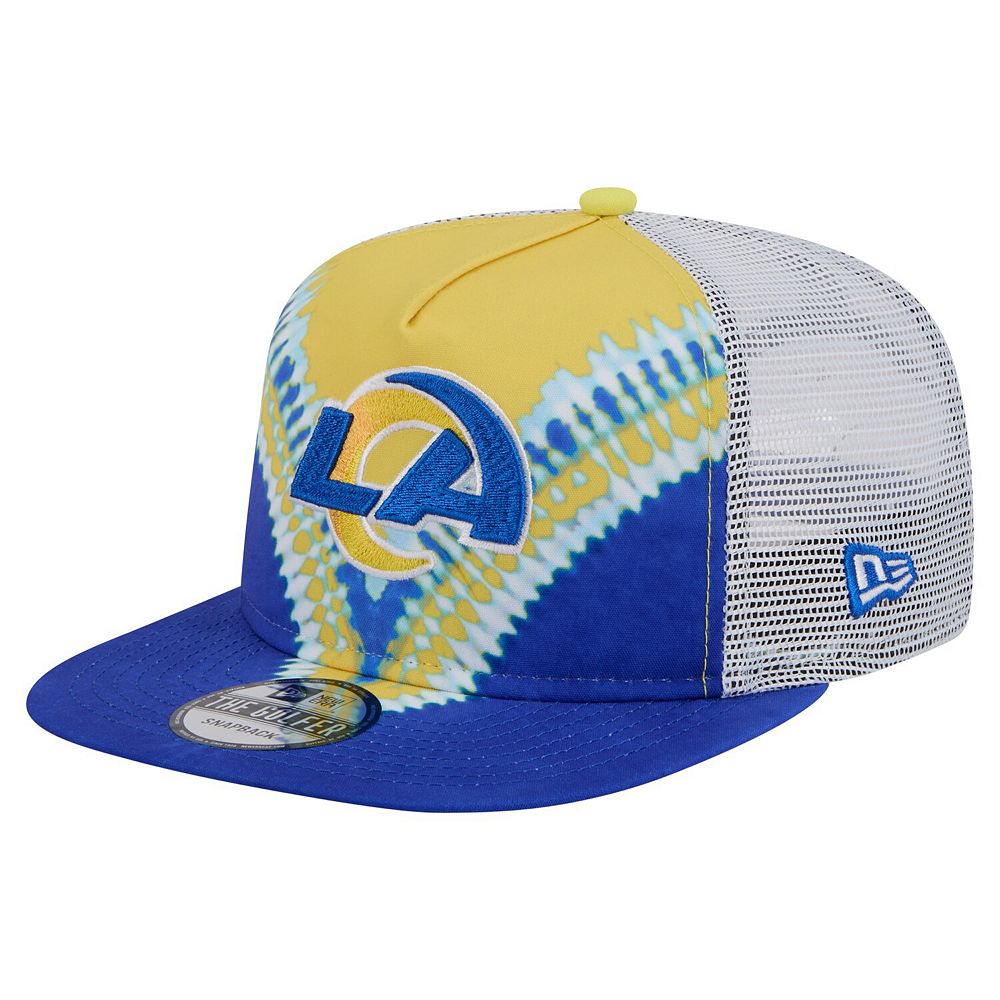 Men's New Era Gold/Royal Los Angeles Rams Throwback Dye Golfer Snapback Hat