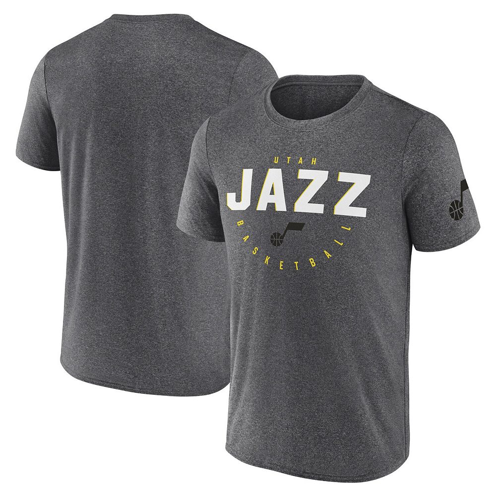 Men's Heather Charcoal Utah Jazz Block Practice Performance T-Shirt