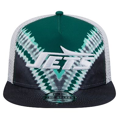 Men's New Era Green/Black New York Jets Throwback Dye Golfer Snapback Hat