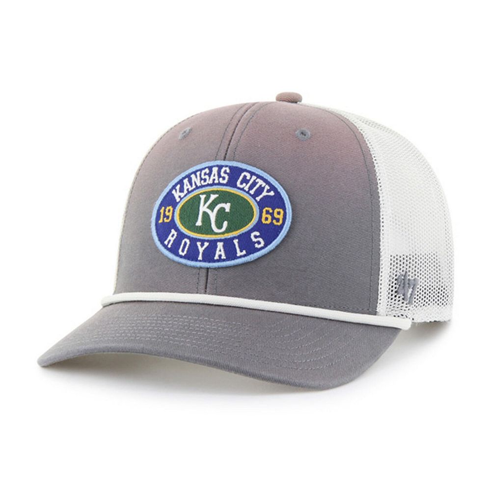 Men's '47 Gray/White Kansas City Royals Tide Sweep Rope Trucker ...