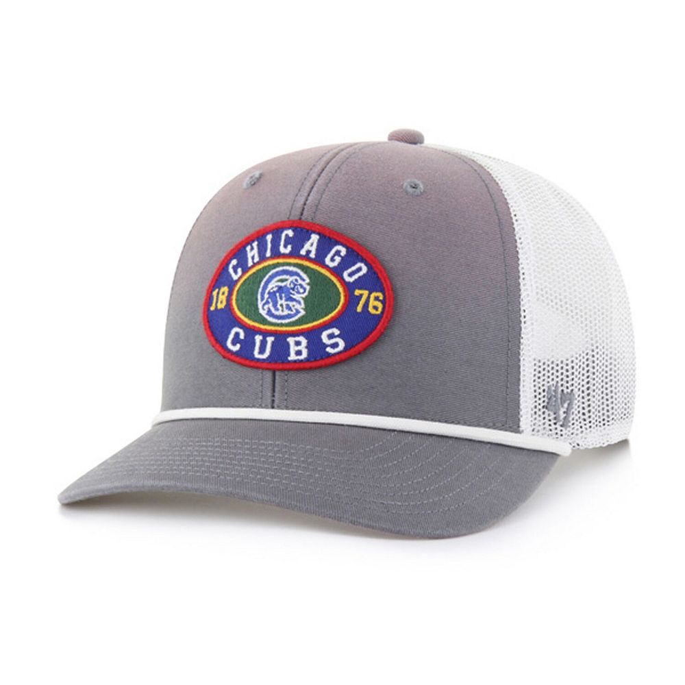 Men's '47 Gray/White Chicago Cubs Tide Sweep Rope Trucker Adjustable Hat