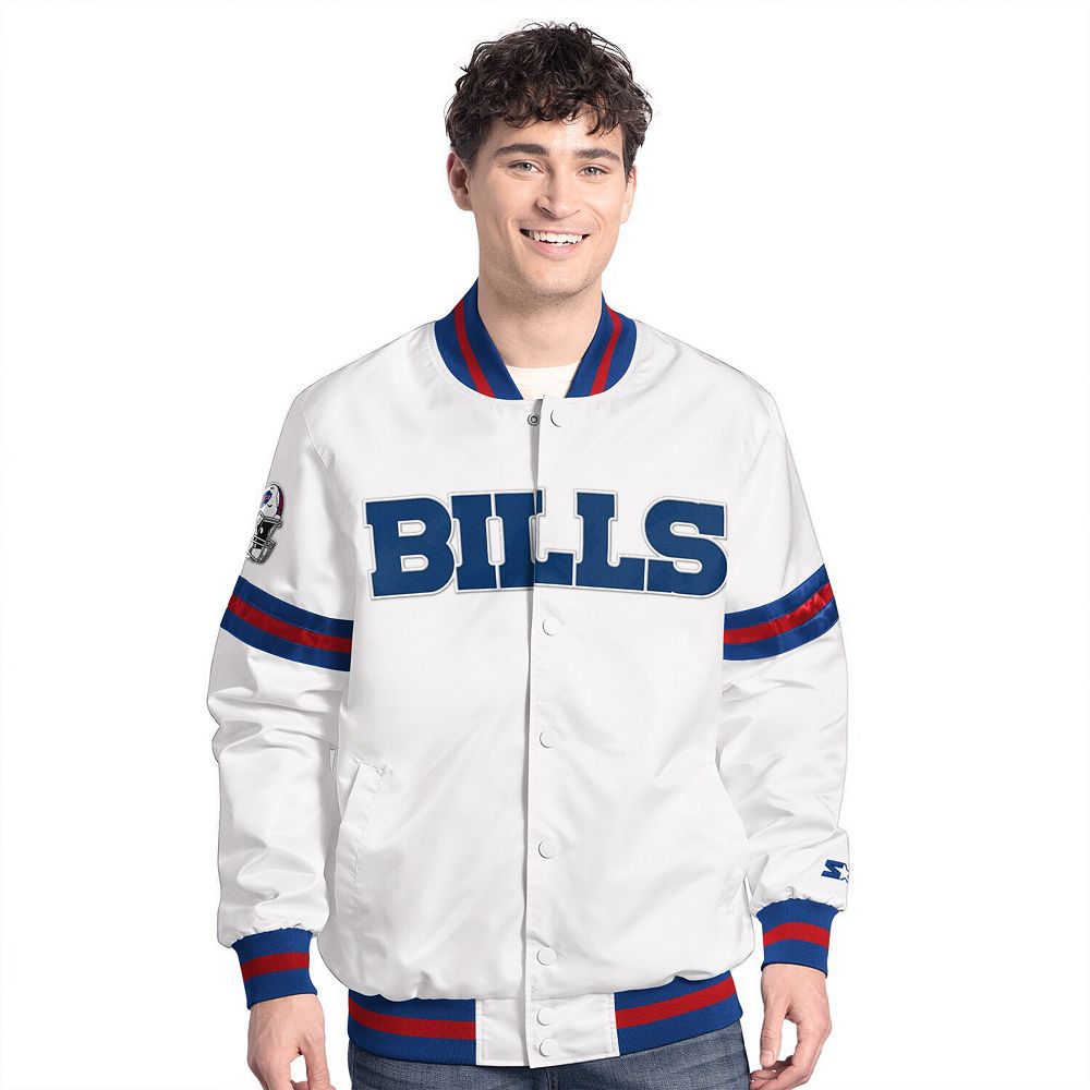 Men's Starter White Buffalo Bills Scout Full-Snap Varsity Jacket