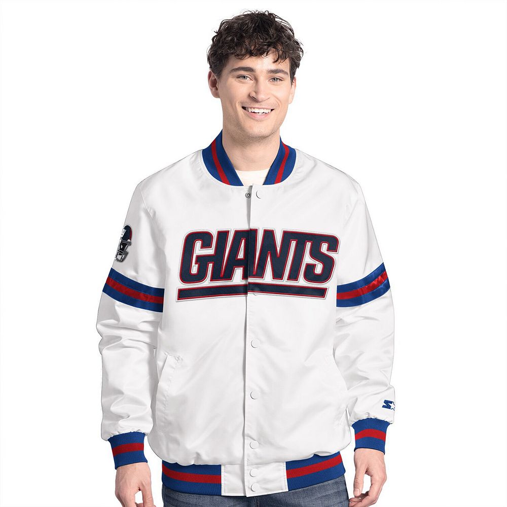 Men's Starter White New York Giants Scout Full-Snap Varsity Jacket