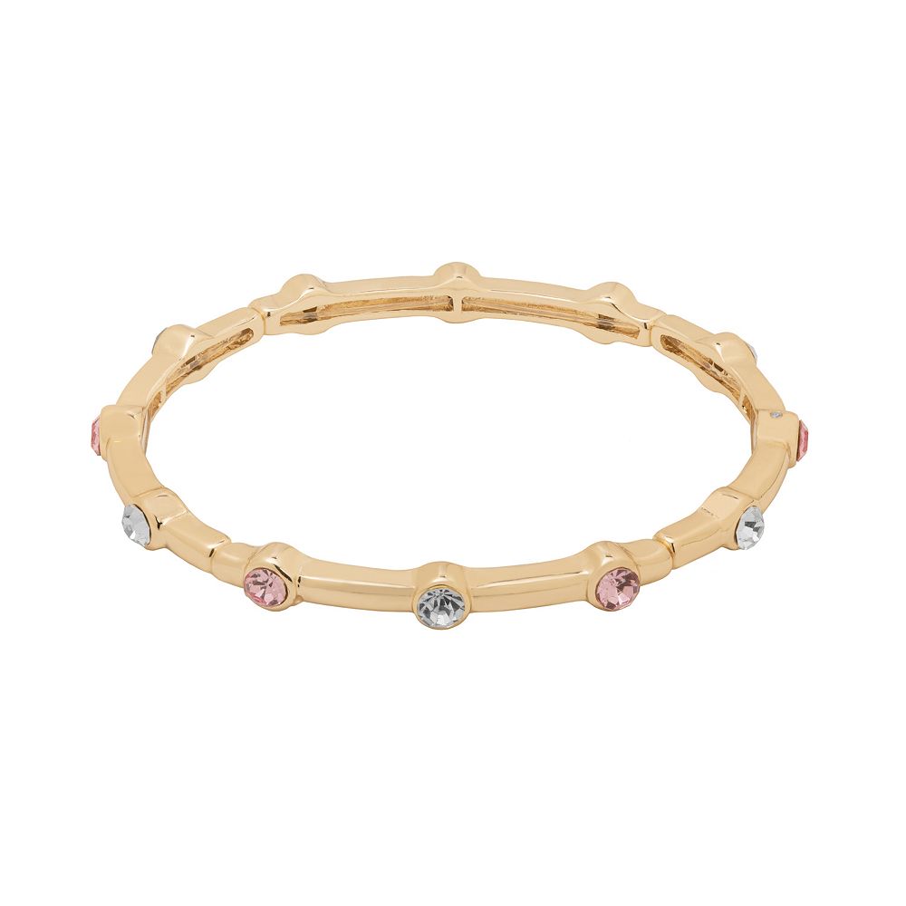 LC Lauren Conrad Gold Tone Multi Color Simulated Stone Stretch Bracelet
