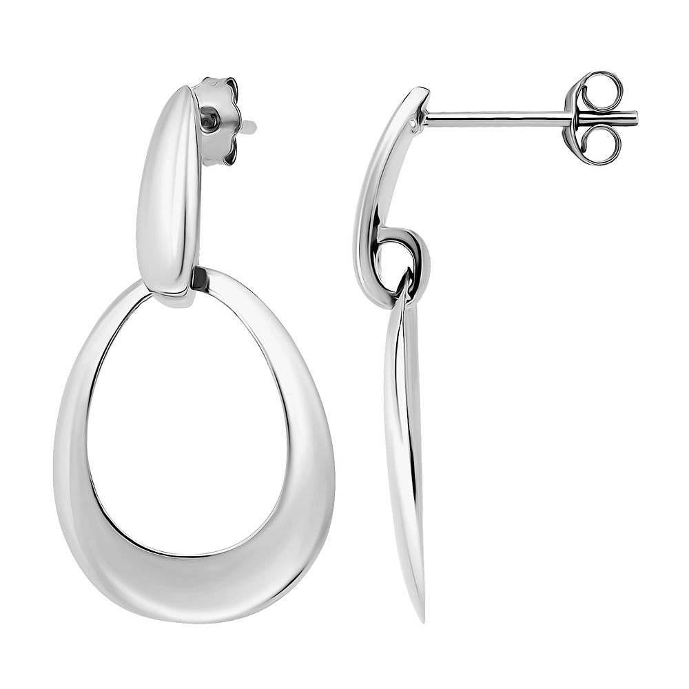 Aleure Precioso Polished Oval Door Knocker Style Drop Post Earrings