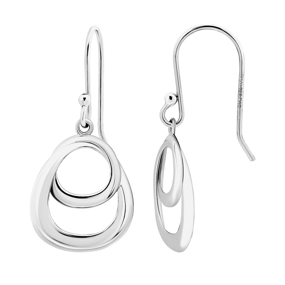 Aleure Precioso Double Interlocking Teardrop Design Drop Fishhook Earrings