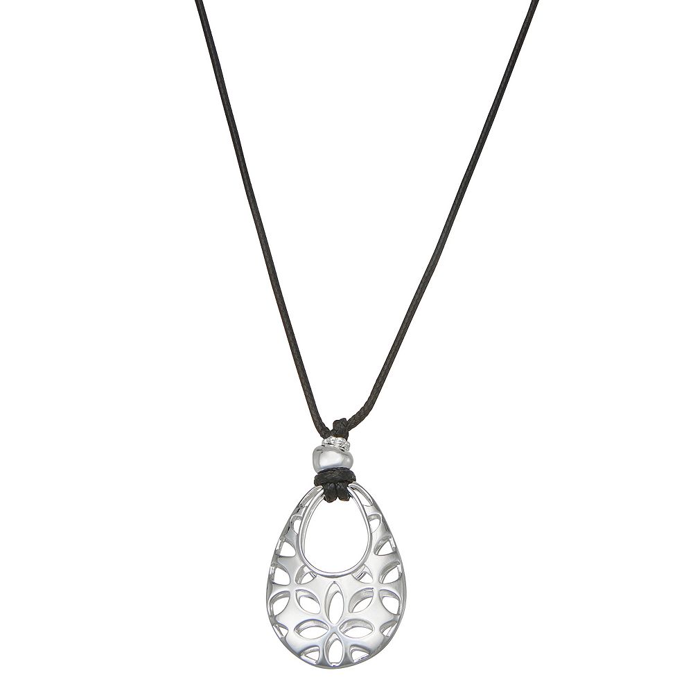 Napier Silver Tone Open Filigree Pendant Necklace
