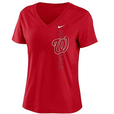 Women's Nike Red Washington Nationals Local Team Tri-Blend V-Neck T-Shirt