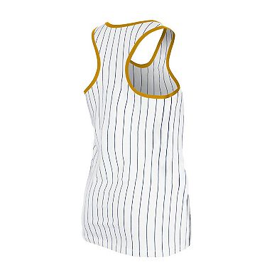 Women's New Era White Milwaukee Brewers Gameday Pinstripe Tank Top