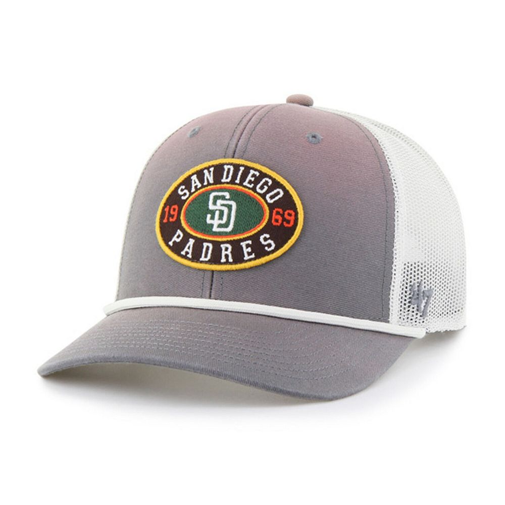 Men's '47 Gray/White San Diego Padres Tide Sweep Rope Trucker ...