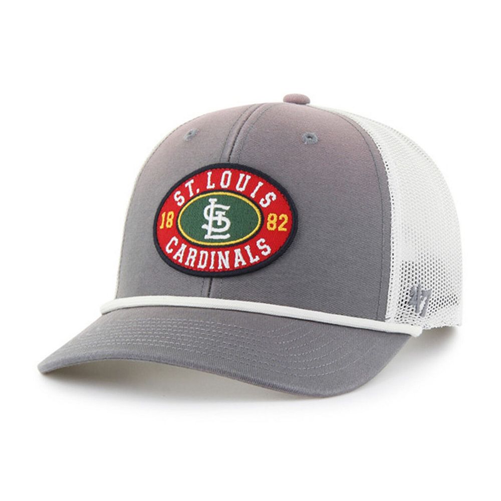 Men's '47 Gray/White St. Louis Cardinals Tide Sweep Rope Trucker ...