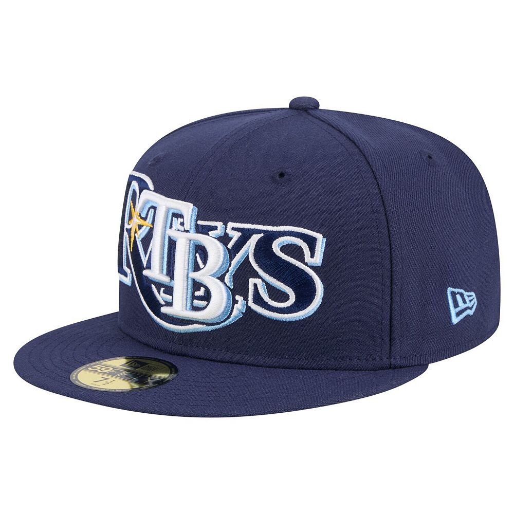 Men's New Era Navy Tampa Bay Rays Overlap 59FIFTY Fitted Hat