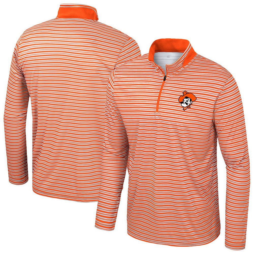 Men's Colosseum Orange Oklahoma State Cowboys Striped Quarter-Zip Top