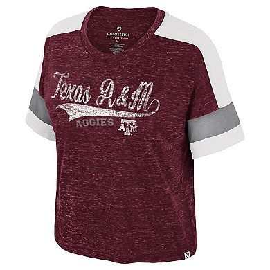Women's Colosseum Maroon Texas A&M Aggies Color Block Scoop Neck T-Shirt